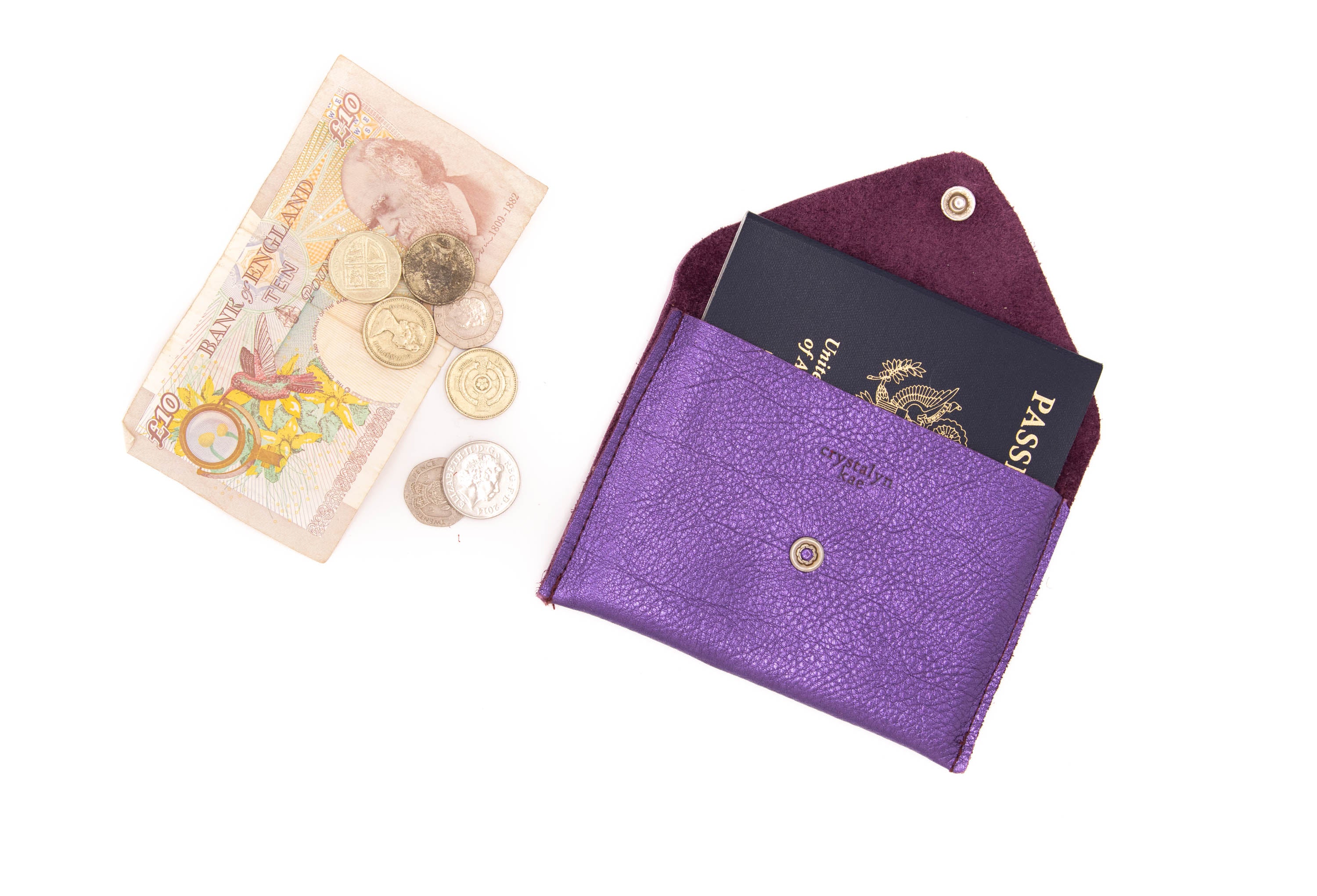 Passport Case Wallet Recycled Leather Crystalynkae